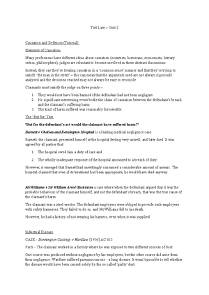 Tort Law - practice - Tort Law – Unit 2 Duty of care and breach of duty ...