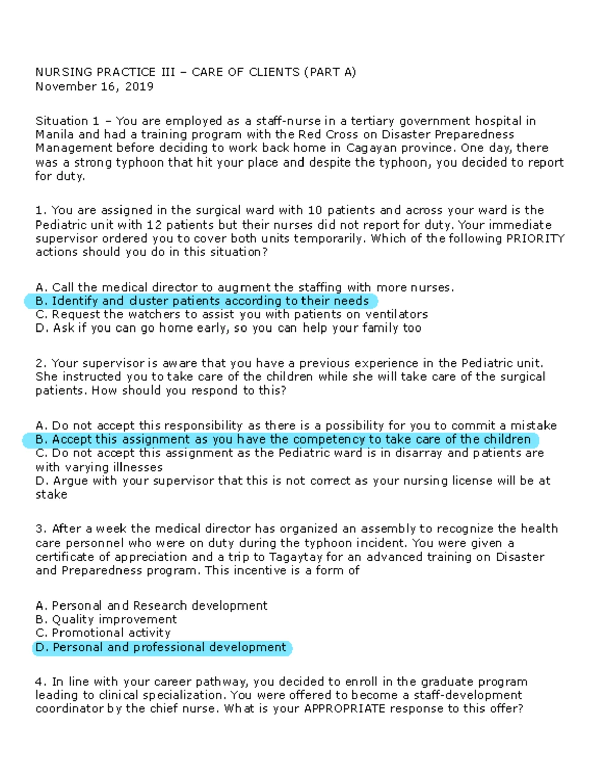 PNLE II Nursing Practice - RNpedia - Home Practice Exams Philippine ...