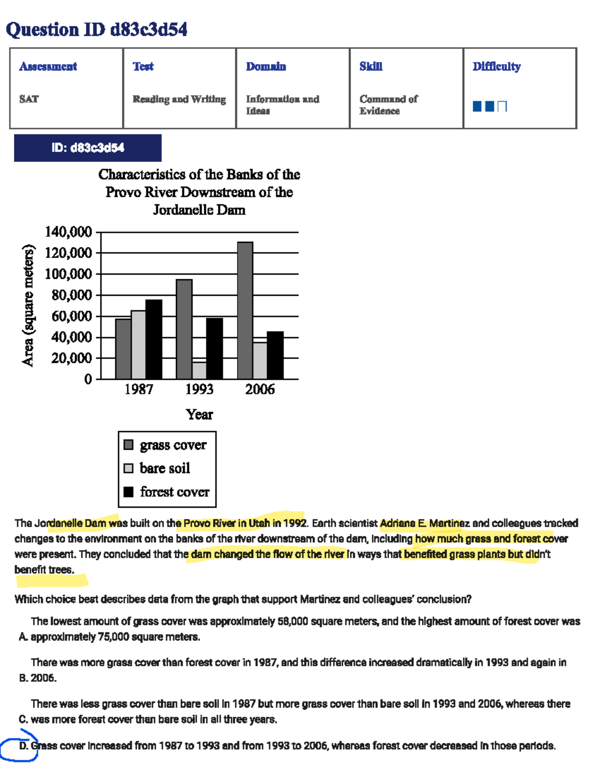 SAT Reading and Writing Assessment Test: Command of Evidence Analysis ...