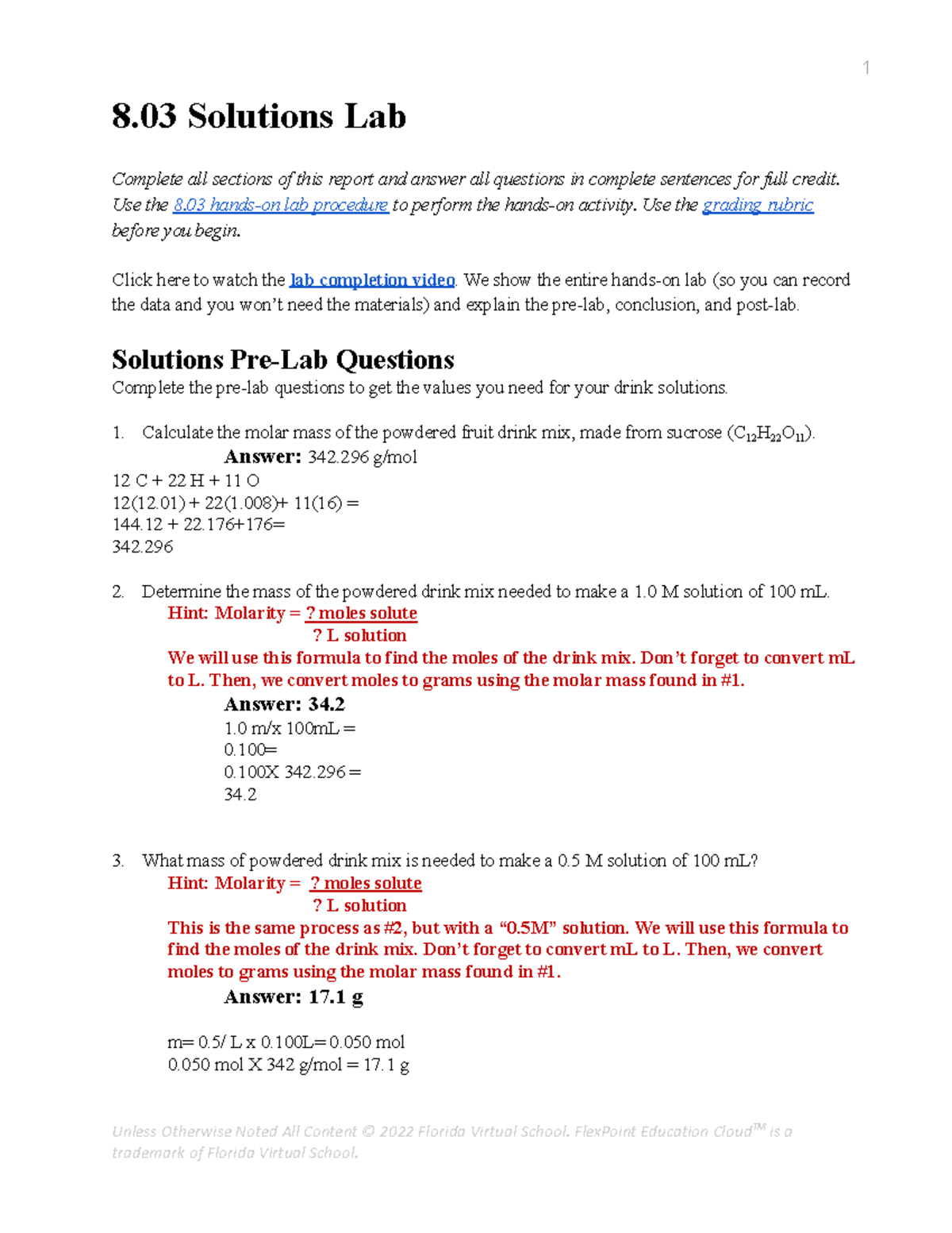 Chem 8.03 Complete Solutions Lab Report and Data Analysis - Studocu