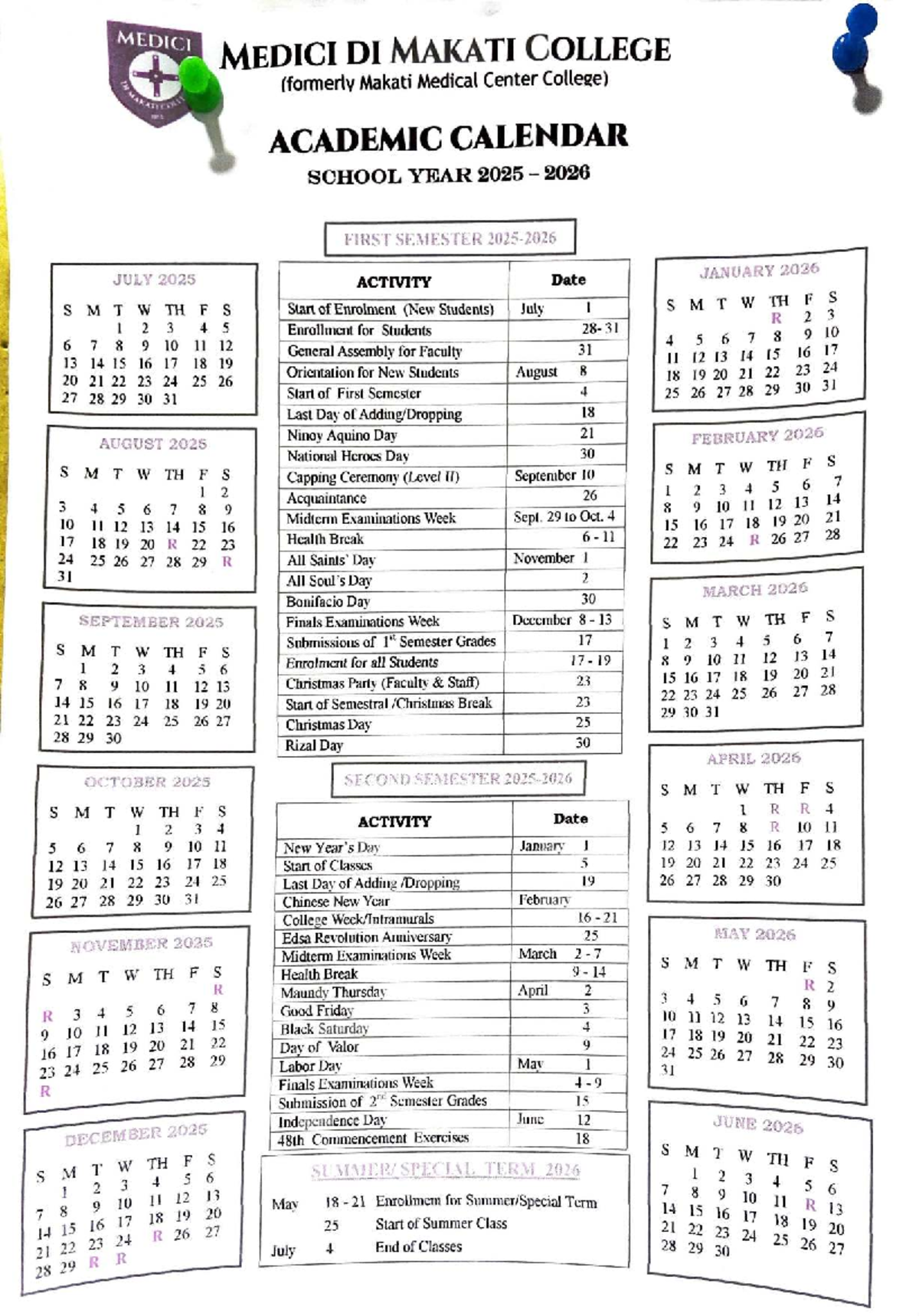 Academic Calendar 2025-2026 - Medici College - Studocu
