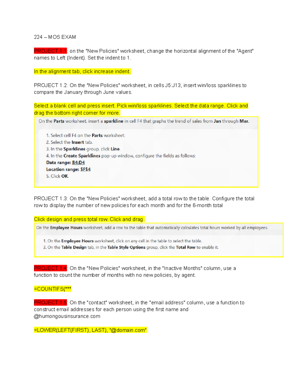 224-MOS-Final Exam Guide: Project Instructions & Key Features - Studocu