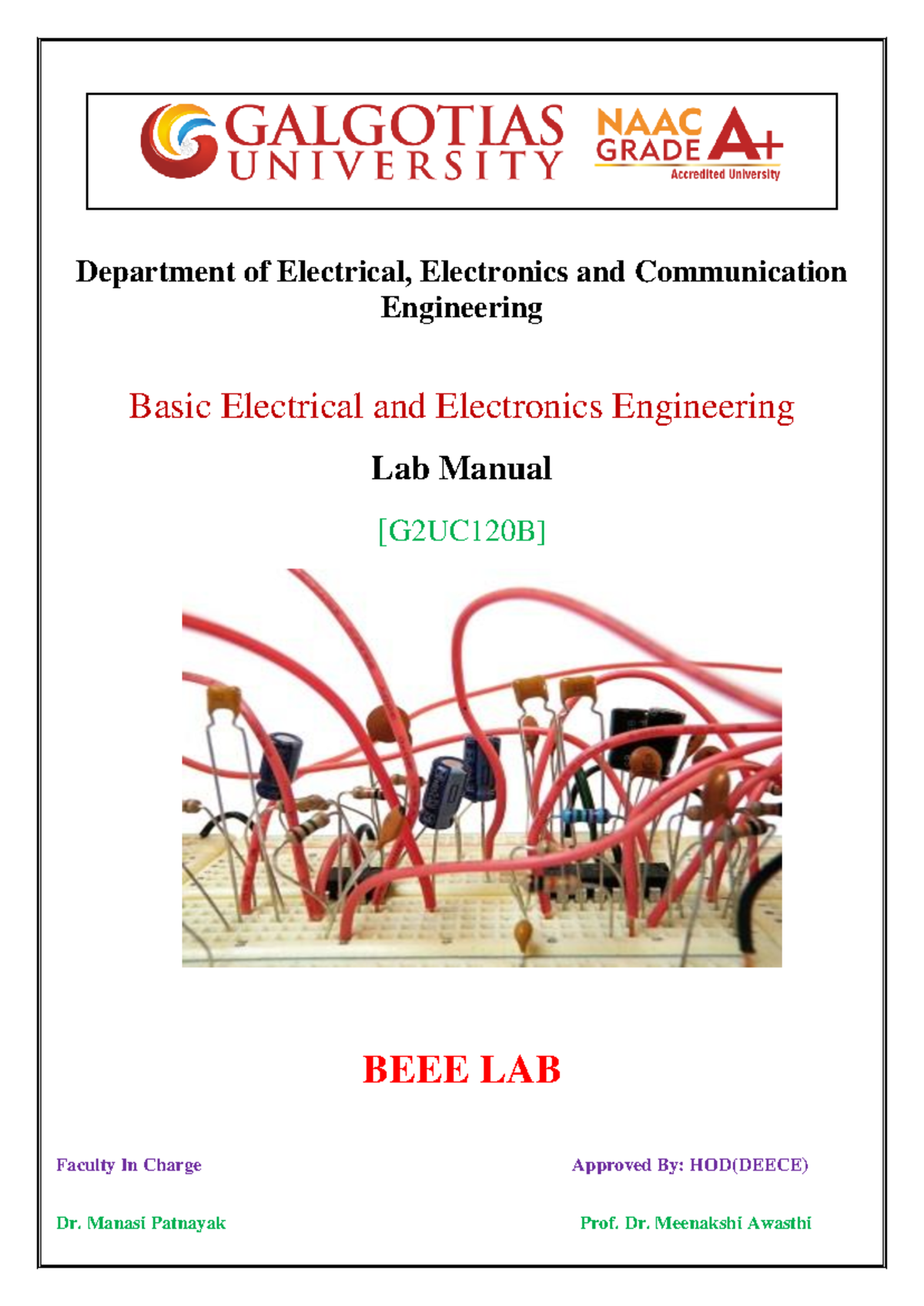 BEEE 101: Basic Electrical & Electronics Engineering Lab Manual - Studocu
