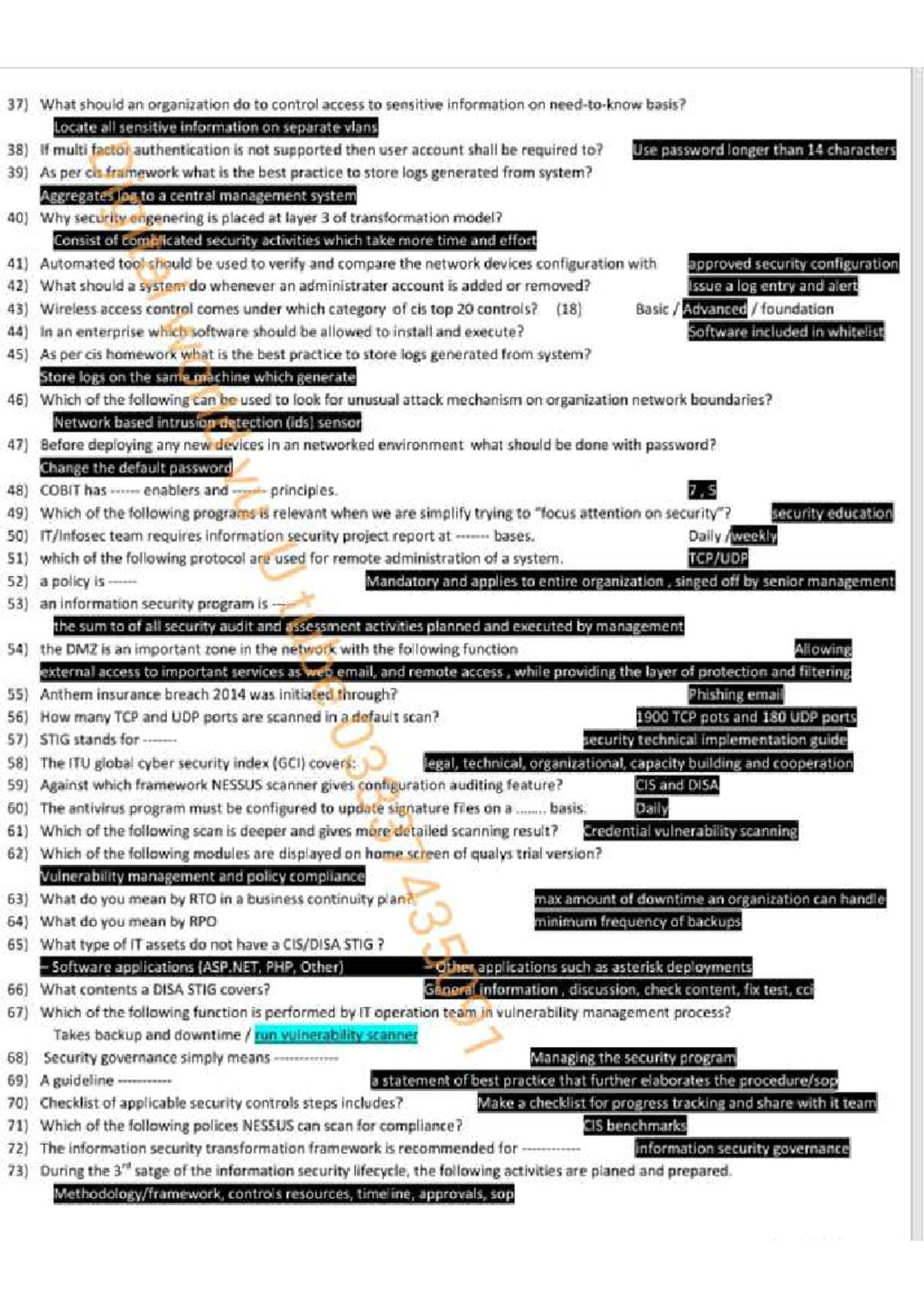 CIS 37-73: Best Practices for Information Security Management - Studocu