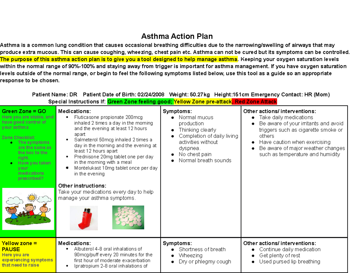 Asthma Action Plan: Managing Breathing Difficulties and Emergencies ...