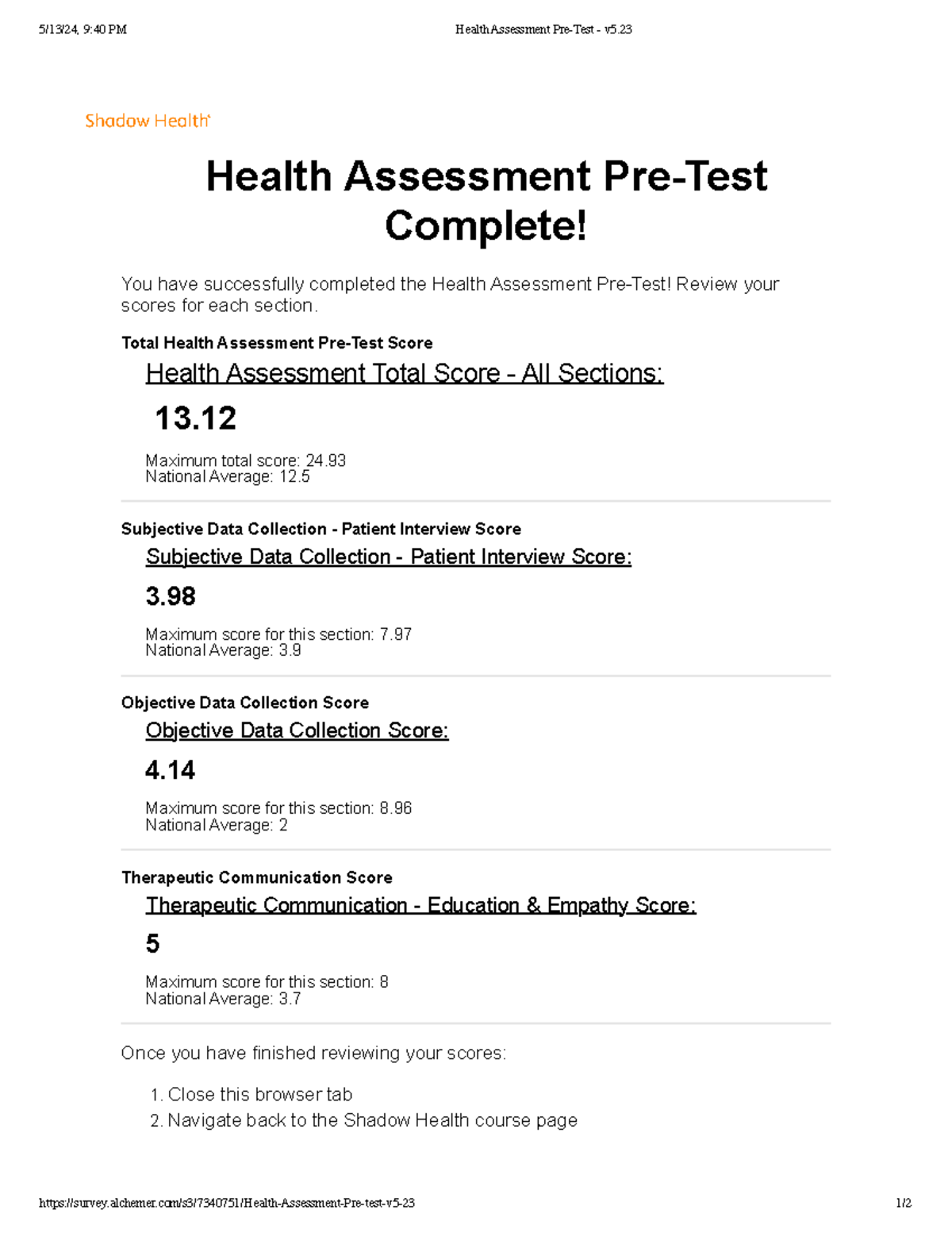Health Assessment Pre-Test - v5 - Health Assessment Pre-Test Complete ...