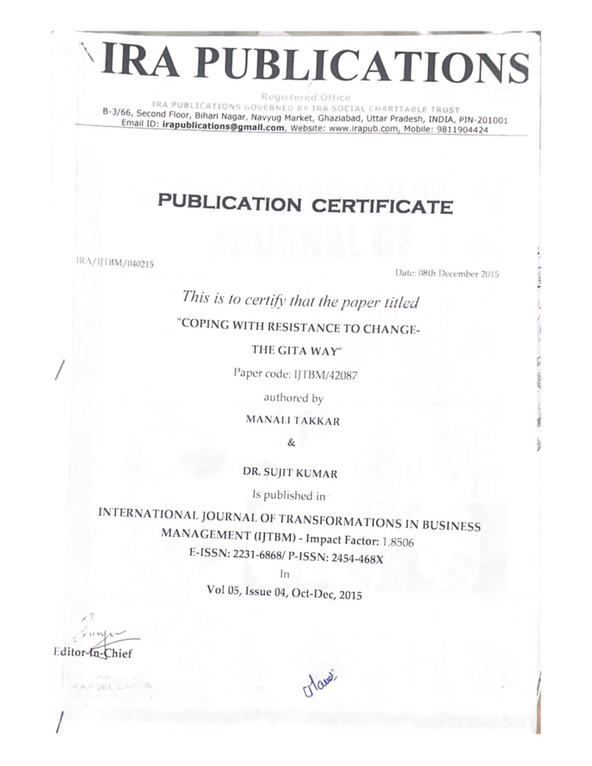 Ijtbm Journal - ARTICLE FOR HR/OB STUDENTS - Mba-hrd - Studocu