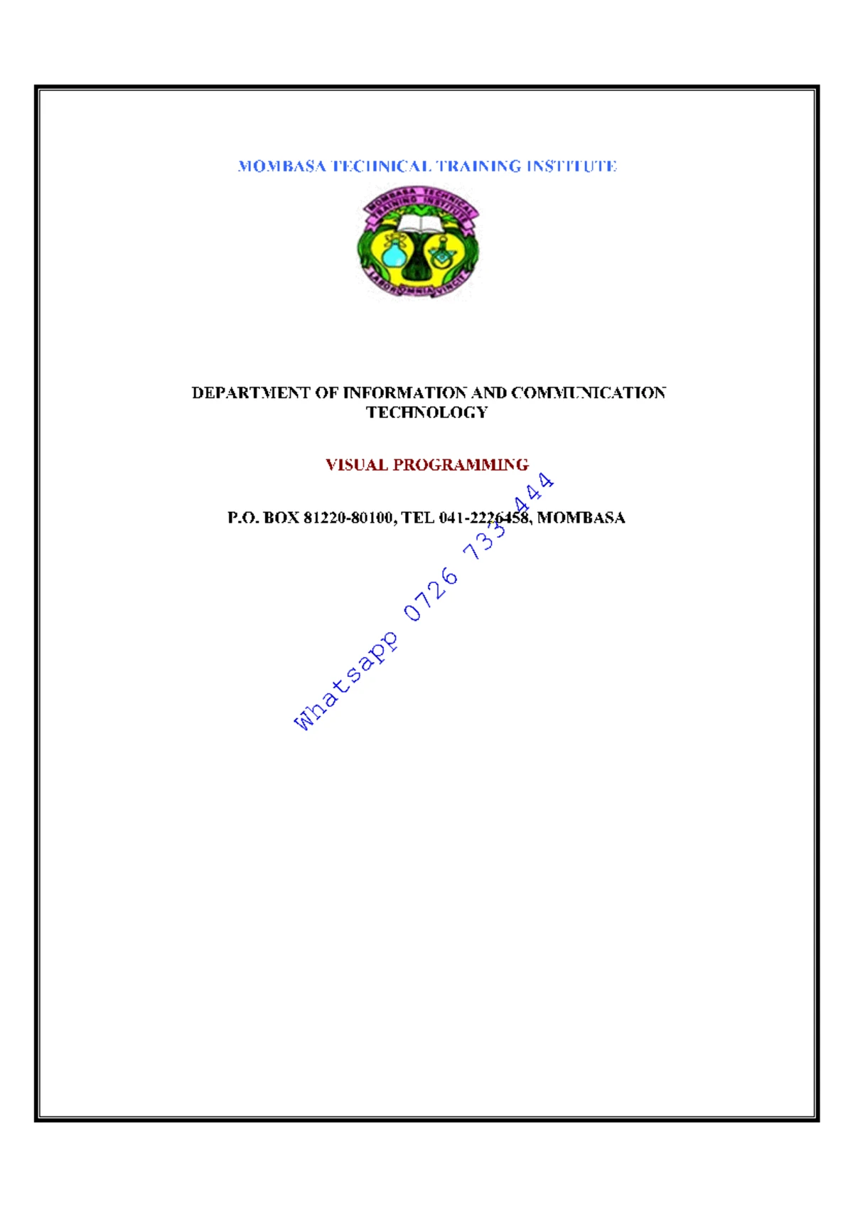 SAD-notes-K - FOR A DIPLOMA IN ICT MODULE 2 - MINISTRY OF EDUCATION ...