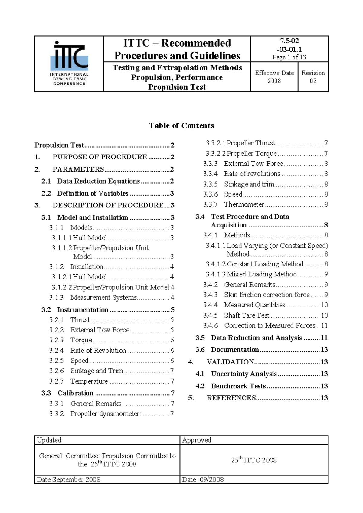 ITTC 2008 Recommended Procedures for Propulsion Test Methods - Studocu