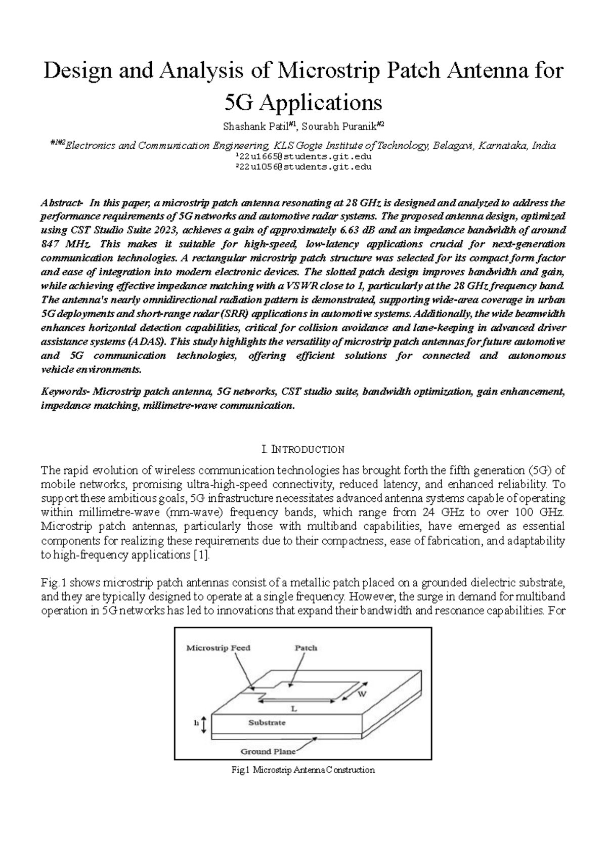 Microstrip antenna for 5G application Final (Avalanche) - Design and ...