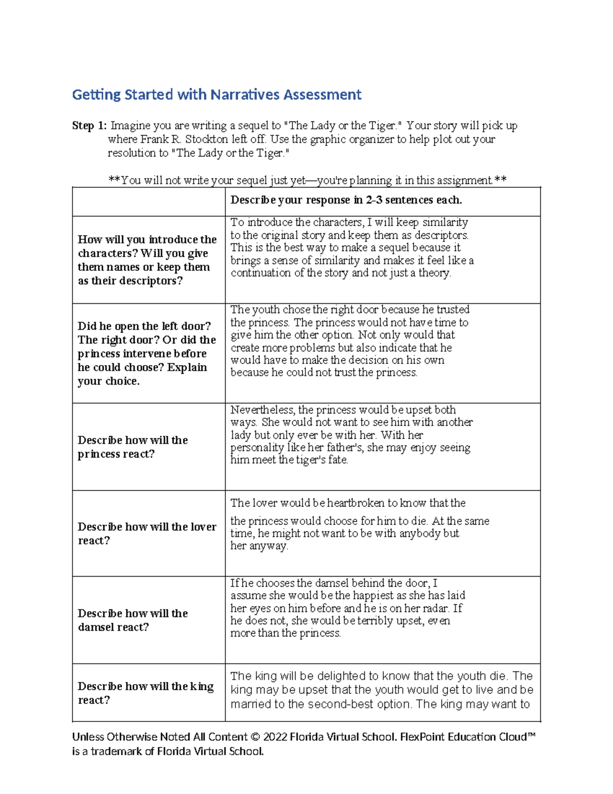 Narratives assess rubric - Getting Started with Narratives Assessment Step 1: Imagine you are ...