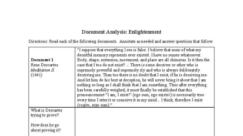ENGL 101: Enlightenment Thinkers Document Analysis - Studocu