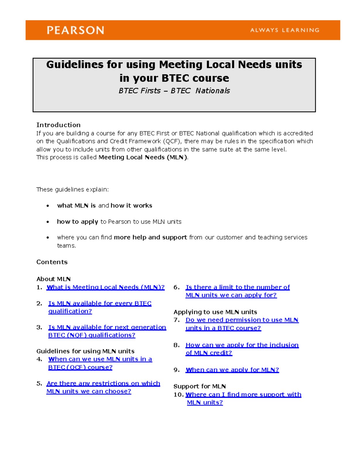 Guidelines for using Meeting Local Needs units - This process is called ...