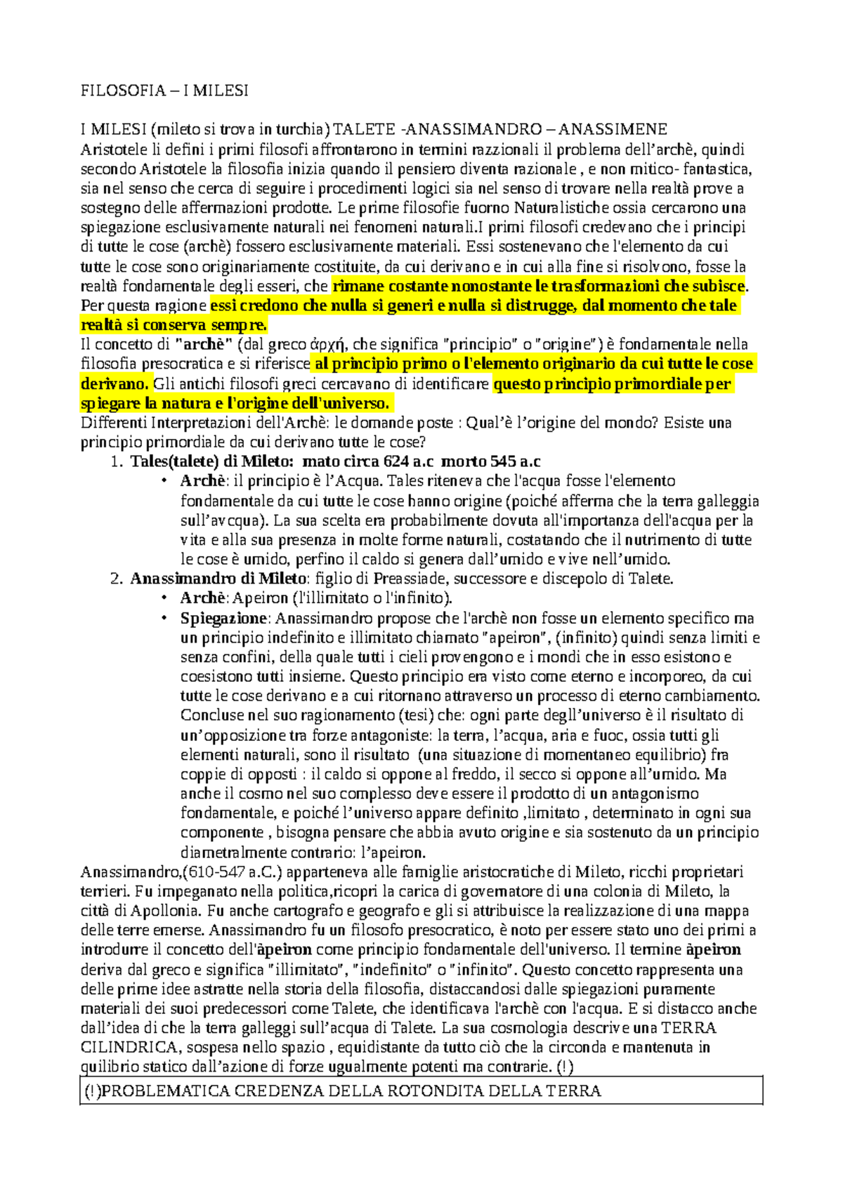 Filosofia Presocratica: Talete, Anassimandro e Anassimene - I Milesi ...
