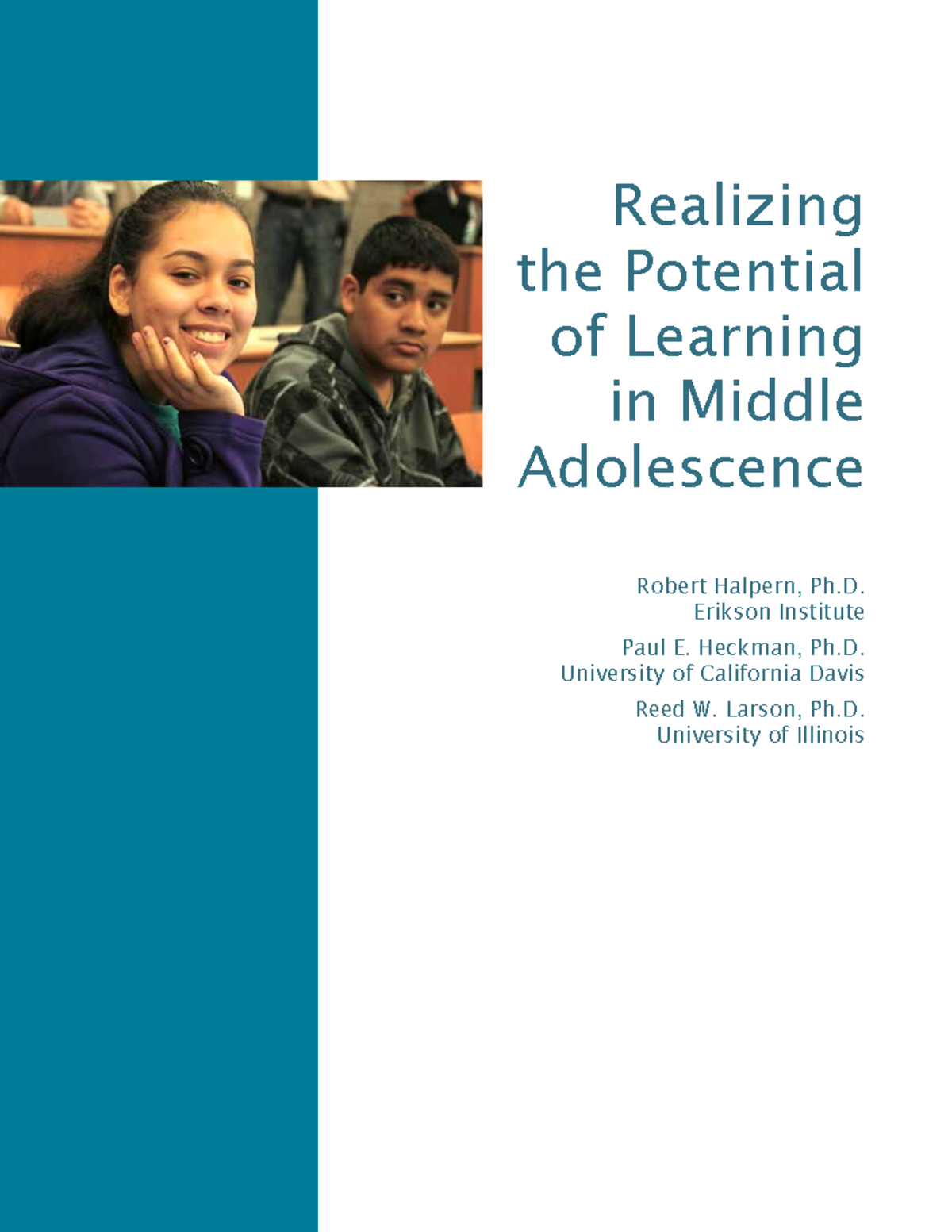 Realizing the Learning Potential of Middle Adolescents: Insights and ...