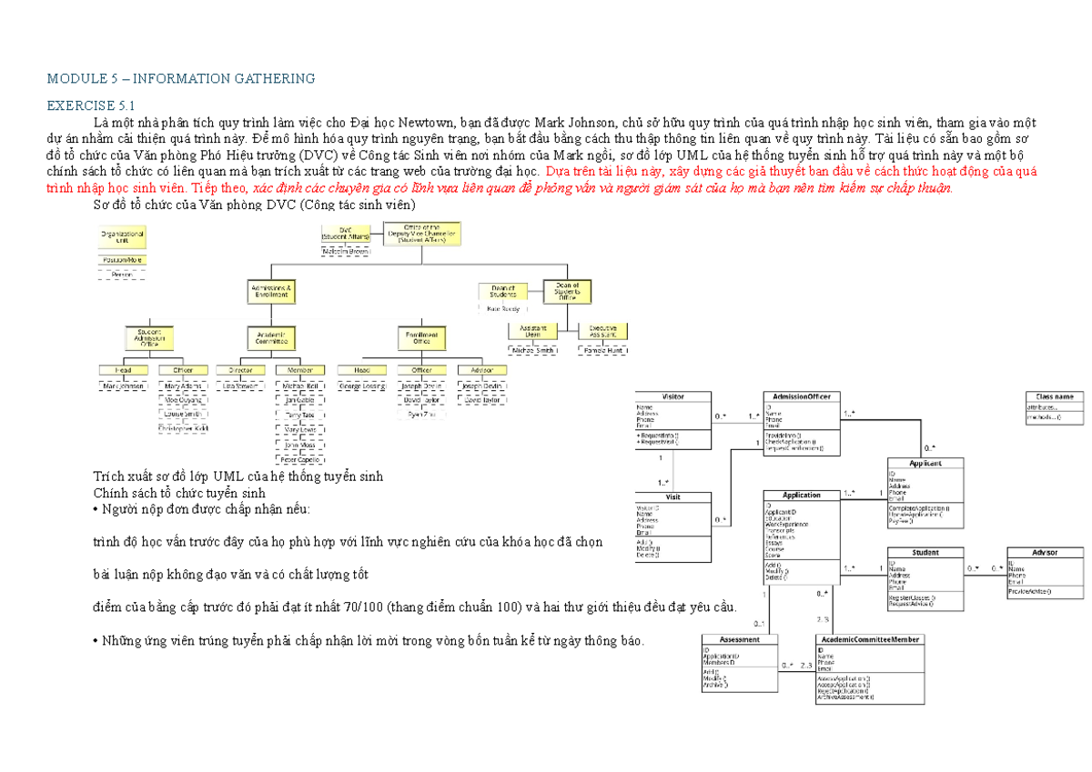 Module 5 - MODULE 5 – INFORMATION GATHERING EXERCISE 5. Là một nhà phân tích quy trình làm việc ...