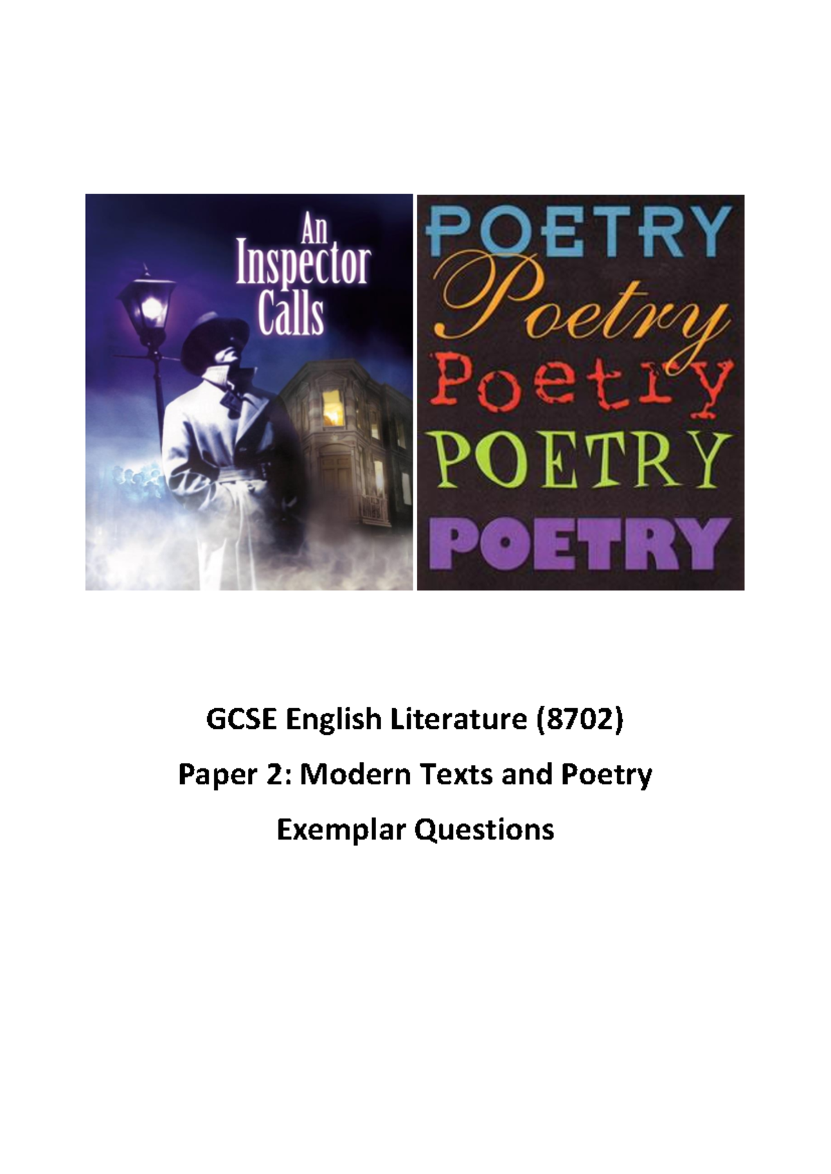 GCSE English Literature (8702) Paper 2: Modern Texts & Poetry Qs Guide ...