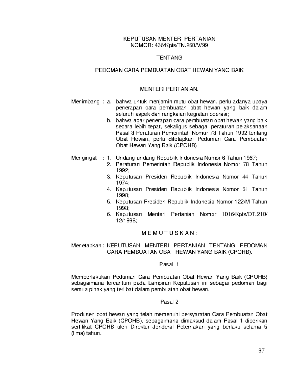 Cpohb - Pedoman Cara Pembuatan Obat Hewan Yang Baik (CPOHB) - Studocu