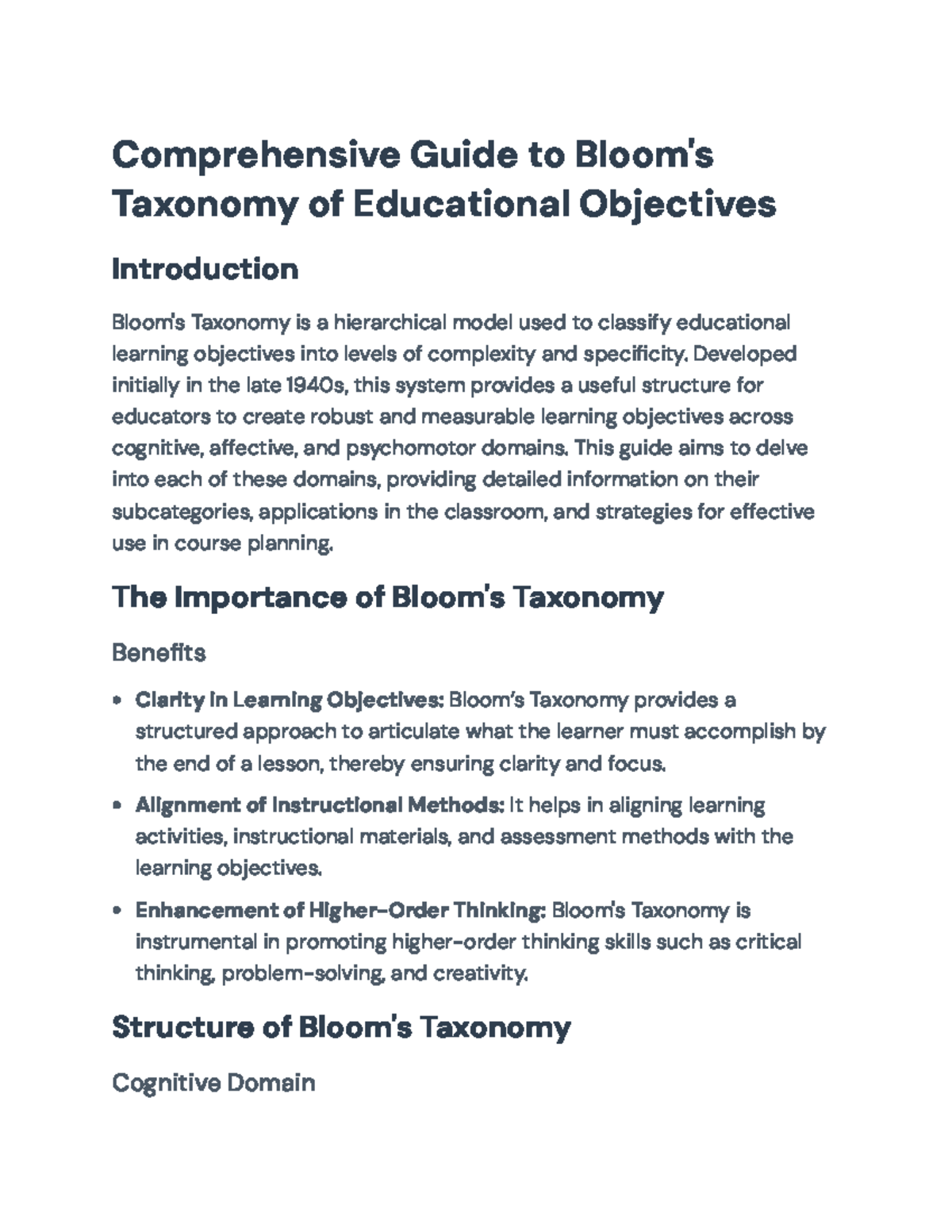 Comprehensive Guide to Bloom's Taxonomy for Educational Objectives - Comprehensive Guide to ...
