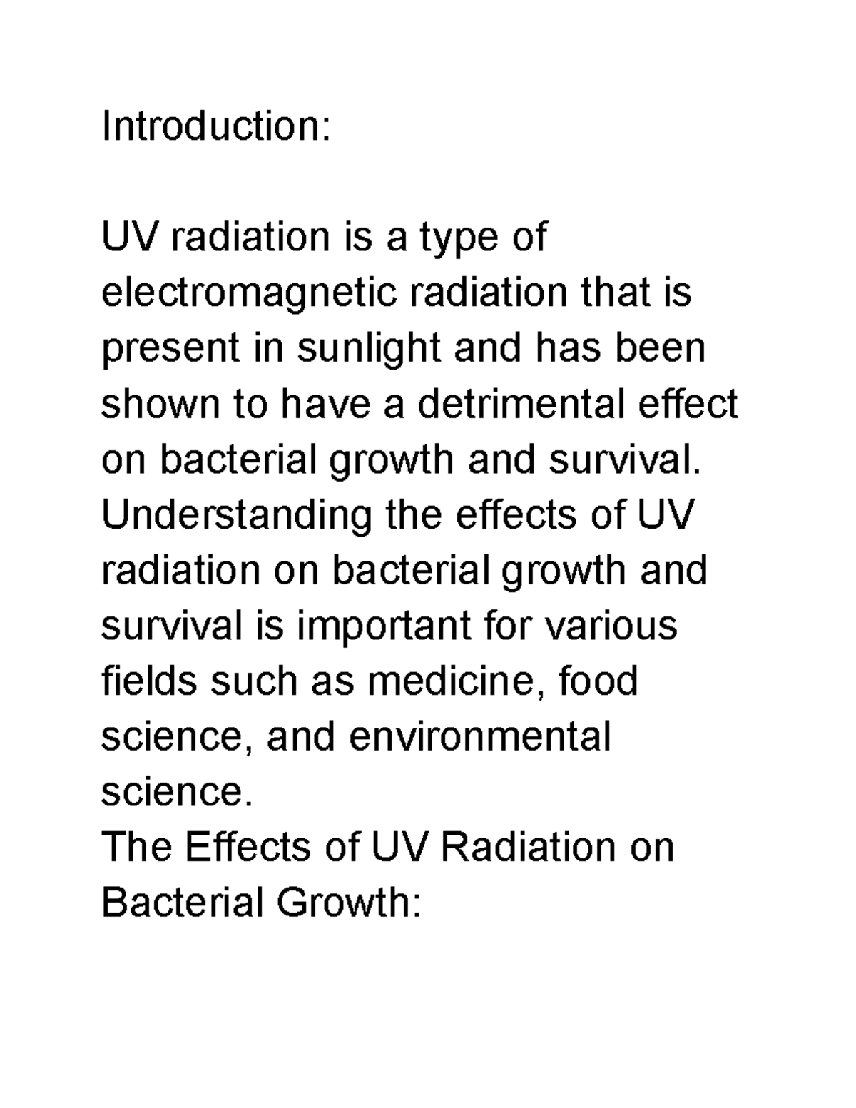 Study Notes: Effects of UV Radiation on Bacterial Growth & Survival ...