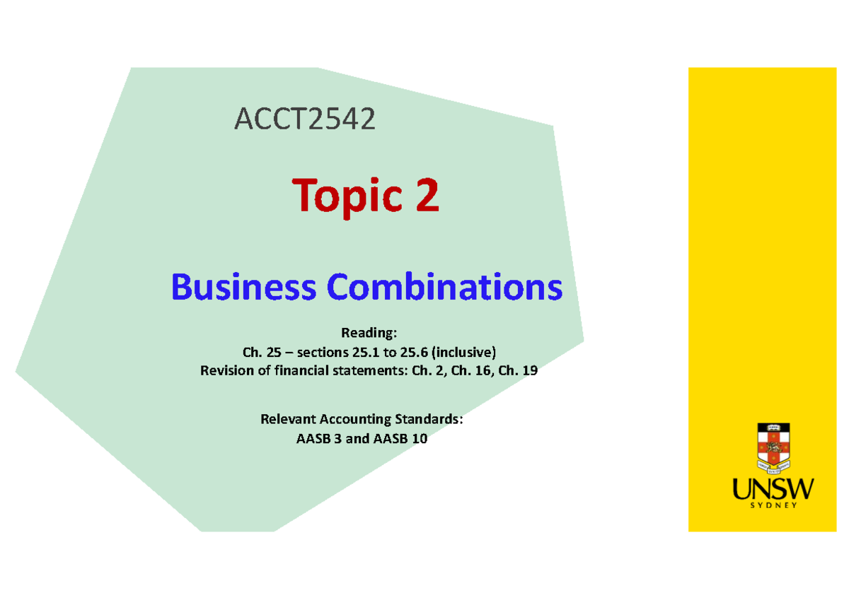 ACCT2542 T02 Lecture: Business Combinations & Financial Statements ...
