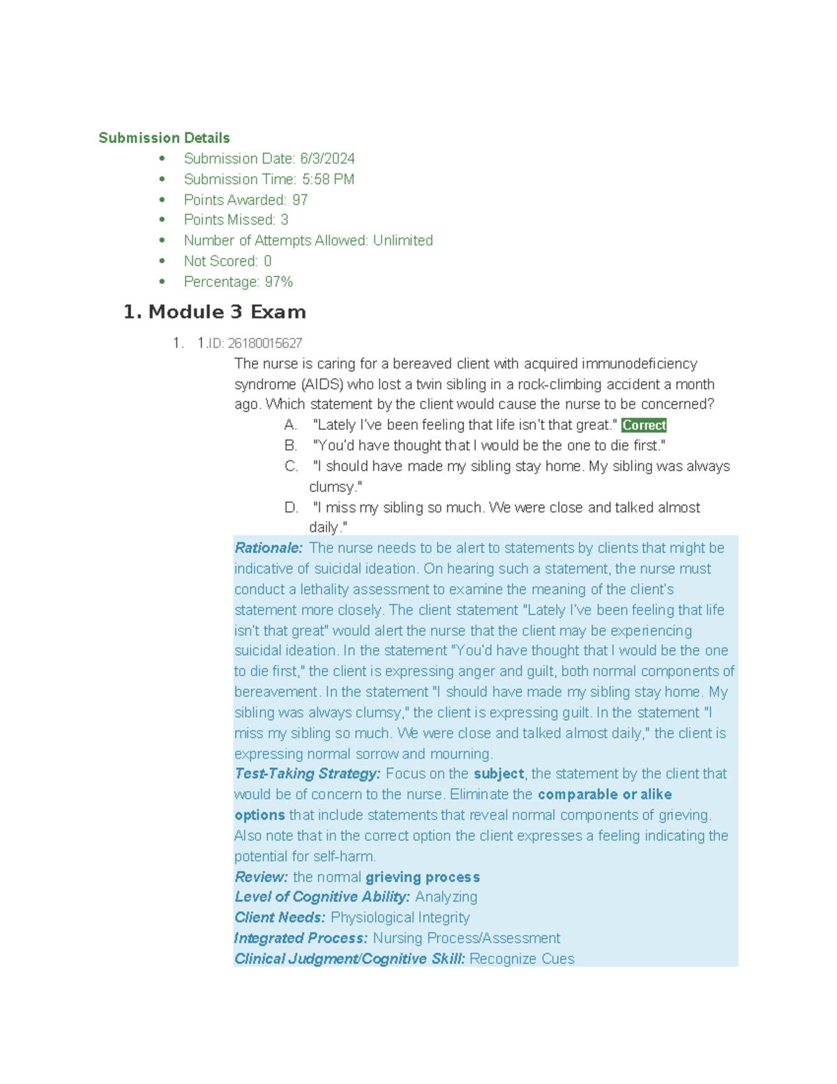 Module 3 Test - Comprehensive Mental Health Assessment Guide - Studocu