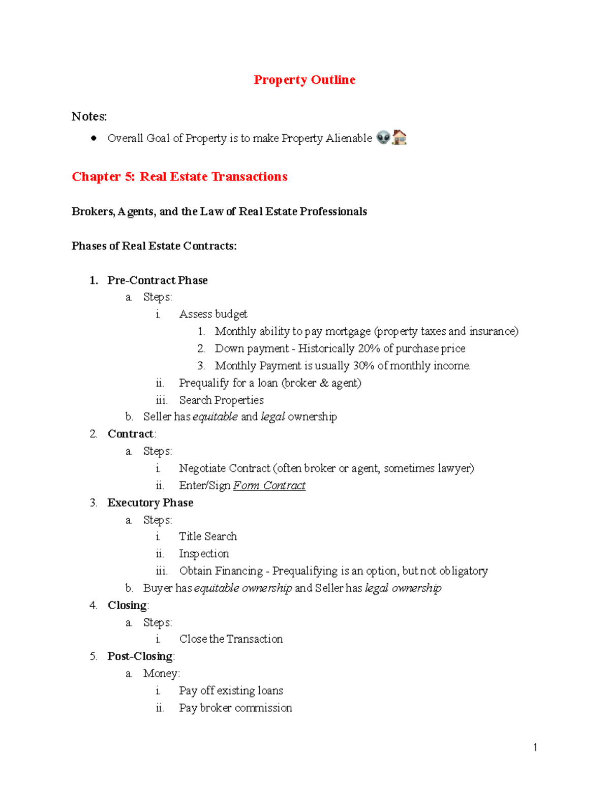 Property 2 outline: Understanding real estate transactions and ...