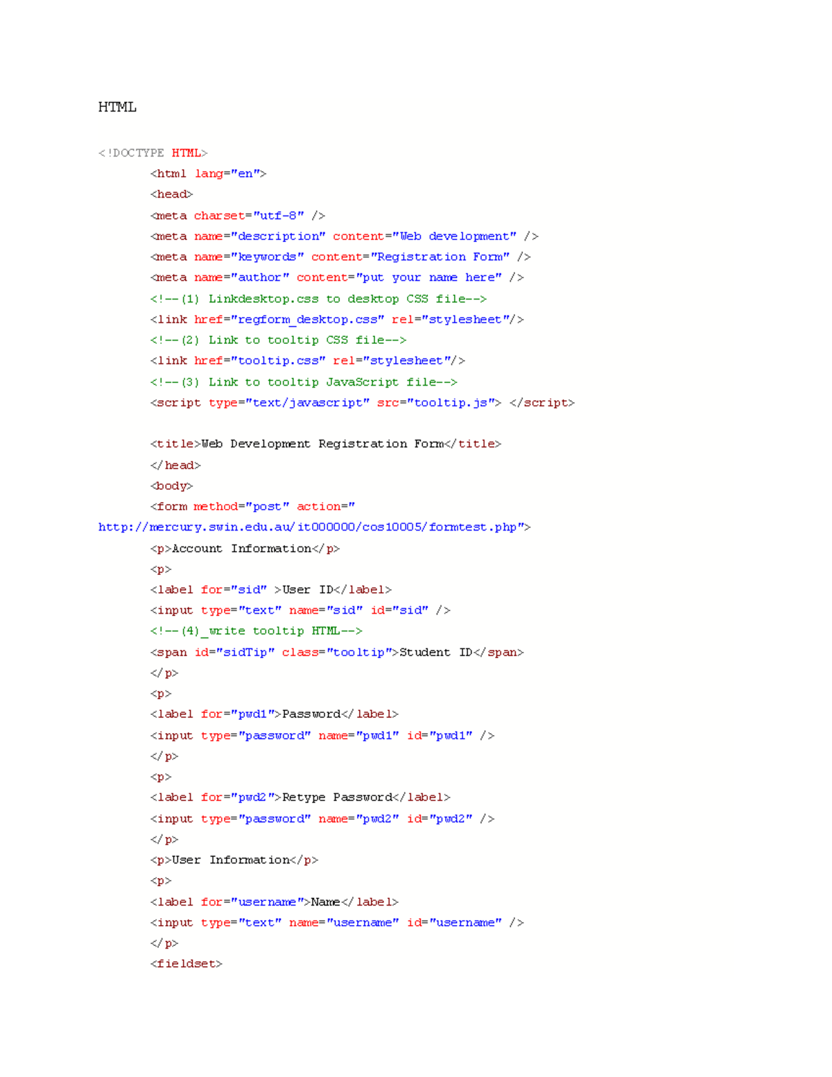 LAB 7 - Web Development Registration Form: HTML, CSS, & JS - Studocu