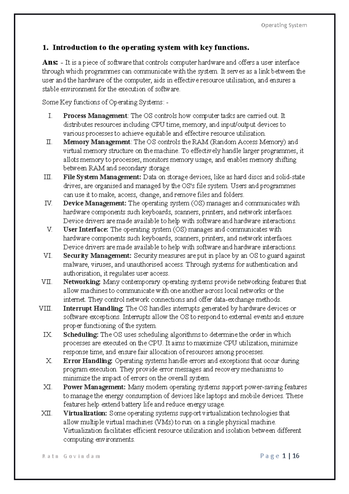 Lab Assignment 1: Key Functions & Architecture of OS (OS) - Studocu
