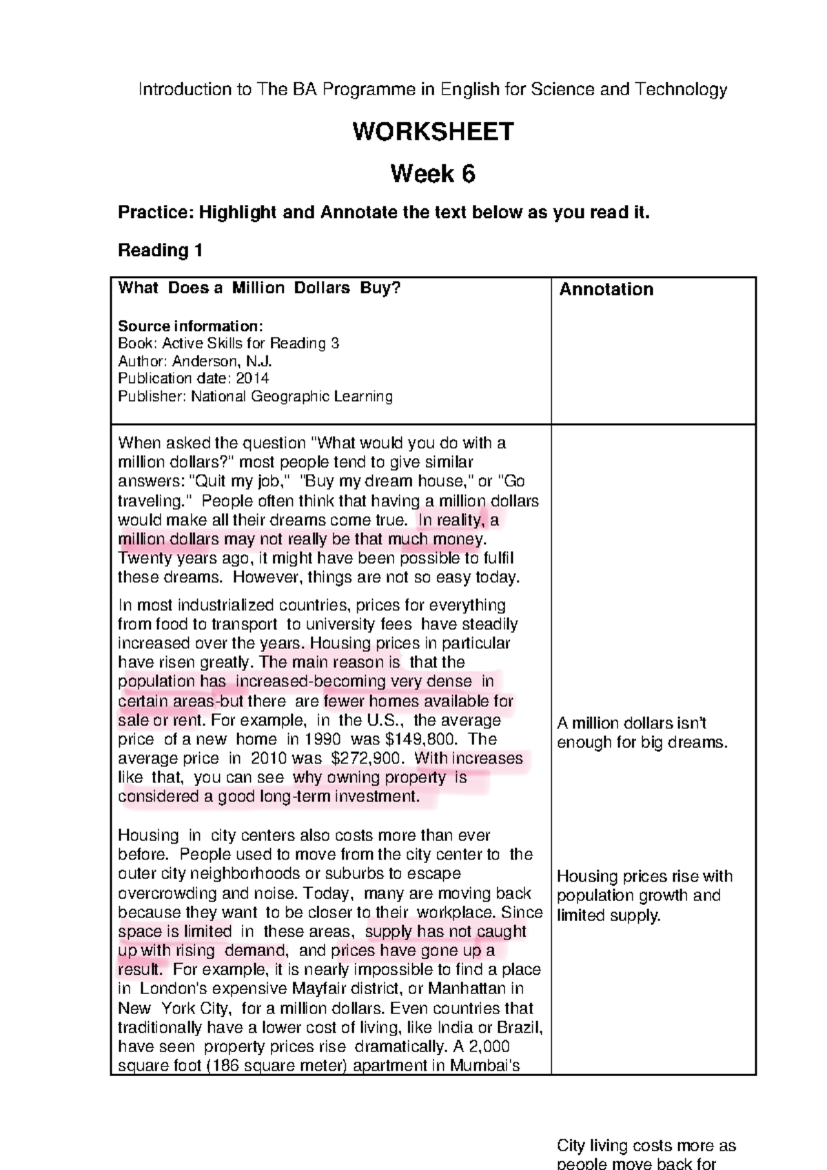 Week 6- Practice Highlighting annotating-ST 2 - Introduction to The BA ...