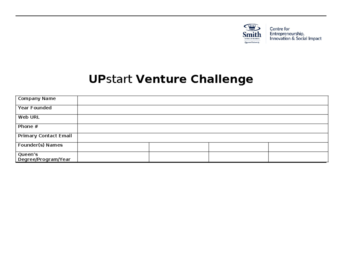 Business-model-canvas - UPstart Venture Challenge Company Name Year ...