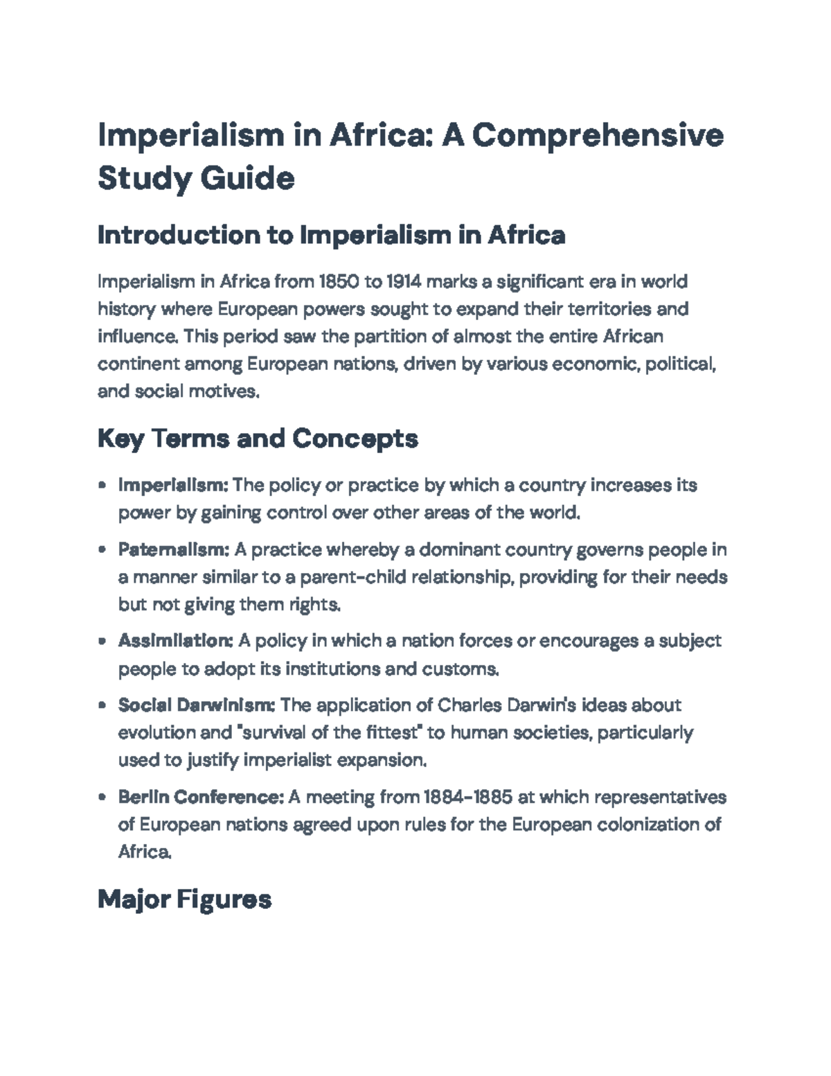 Imperialism in Africa (1850-1914): Comprehensive Study Guide for Exam ...