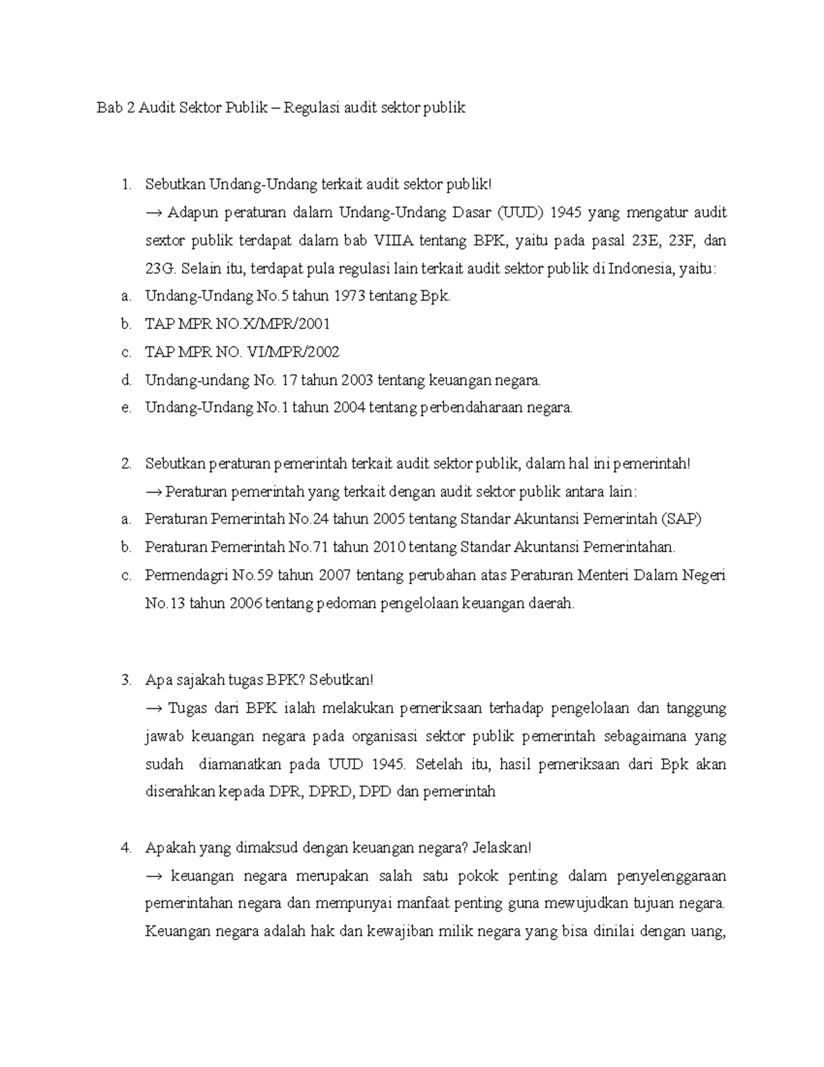 Bab 2 - ASP - Regulasi audit sektor pubik - Bab 2 Audit Sektor Publik ...