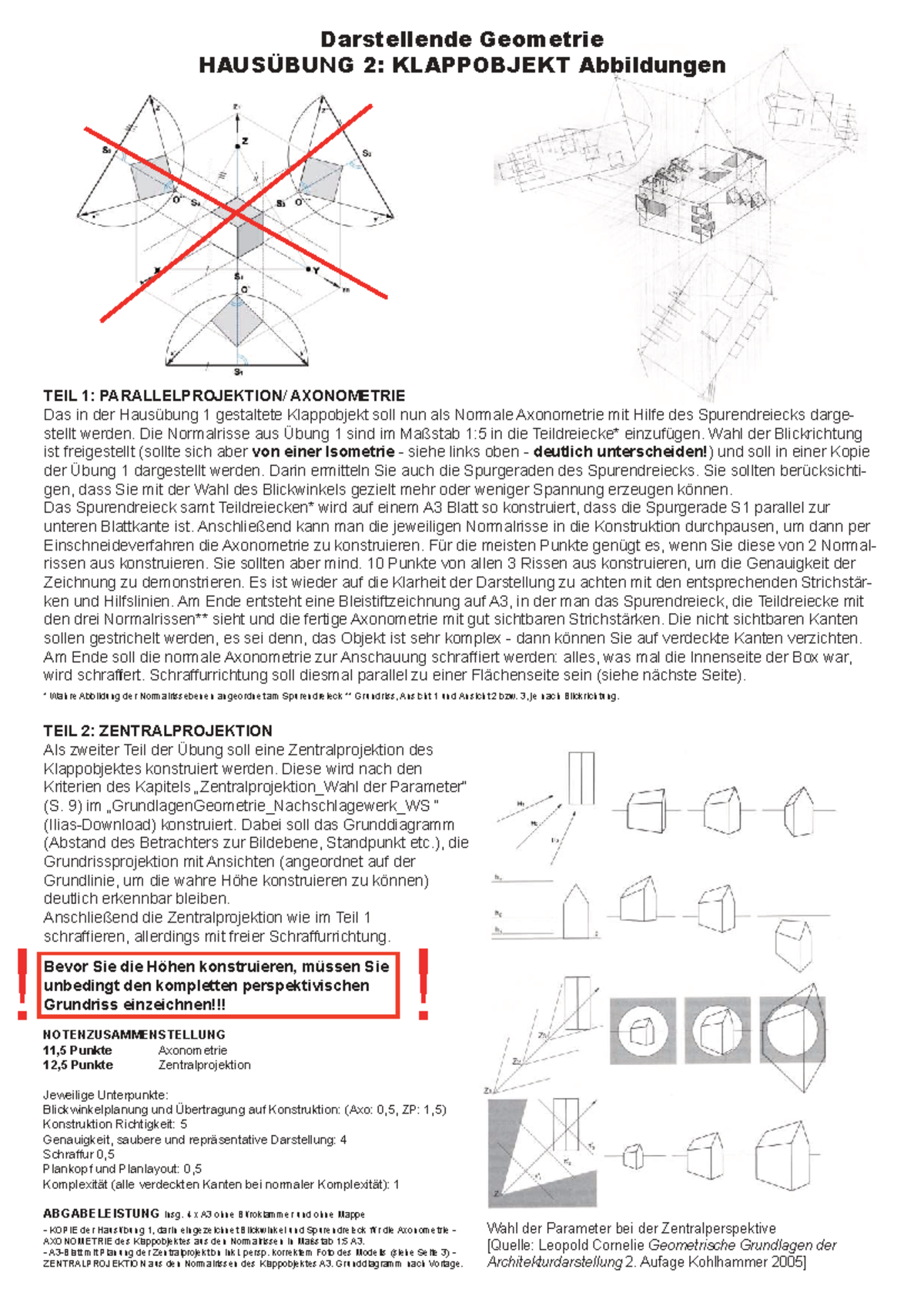 Darstellende Geometrie HAUSÜBUNG 2: Axonometrie & Zentralprojektion ...
