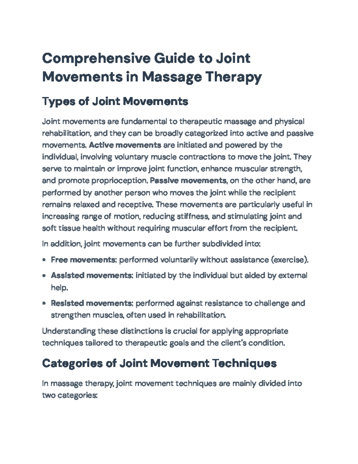 Comprehensive Guide to Joint Movements in Massage Therapy Techniques ...