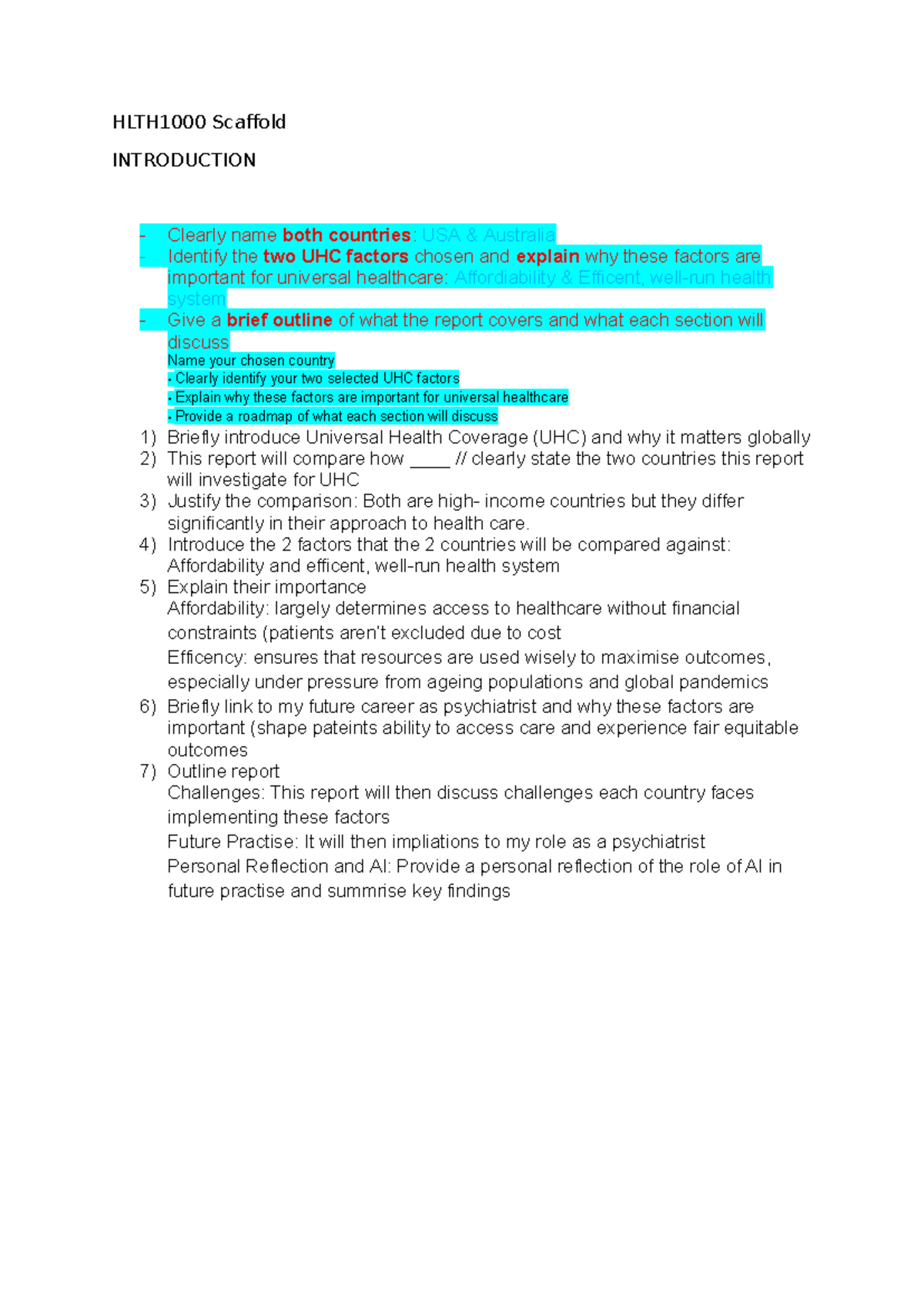 HLTH1000 Report: UHC Comparison of USA & Australia on Affordability ...