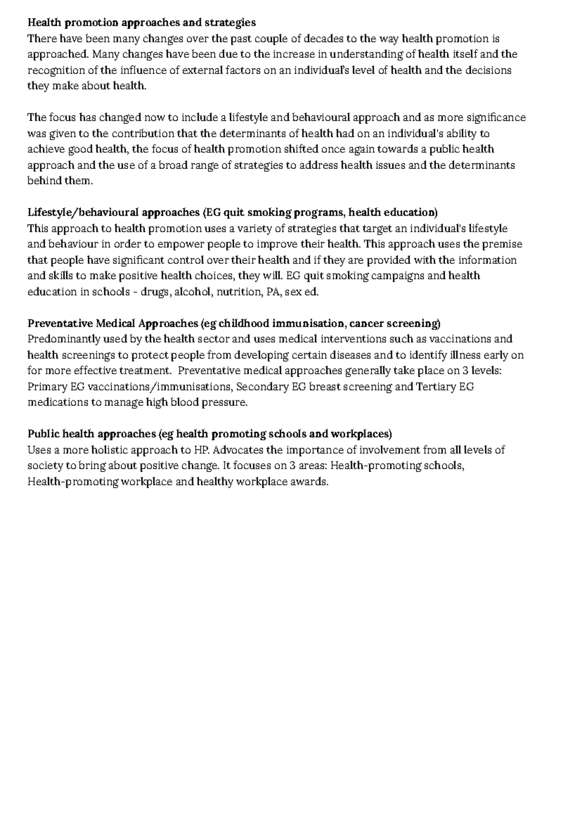 Health Promotion Strategies: A Comprehensive Overview - Studocu