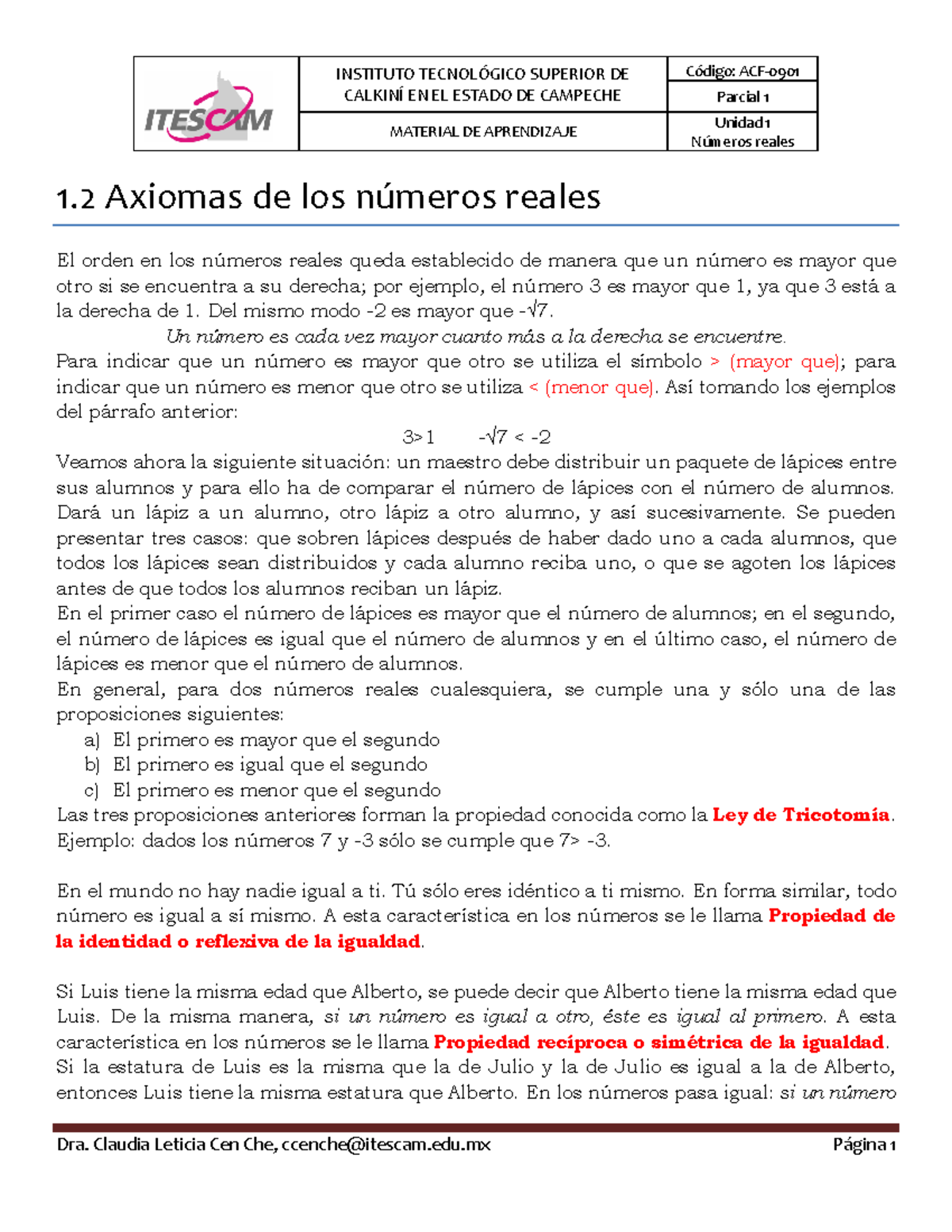 Axiomas TEMA 1 - tema de temario - Dra. Claudia Leticia Cen Che ...