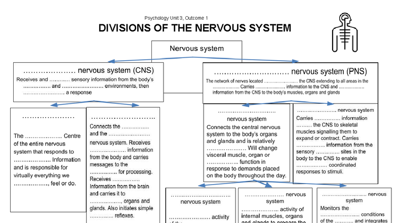 Nervous system concept map - PSY1BAM - Psychology Unit 3, Outcome 1 ...