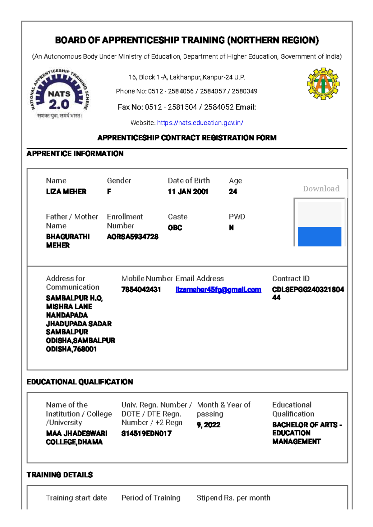 Apprenticeship Contract Registration Form - AORSA5934728 - Studocu