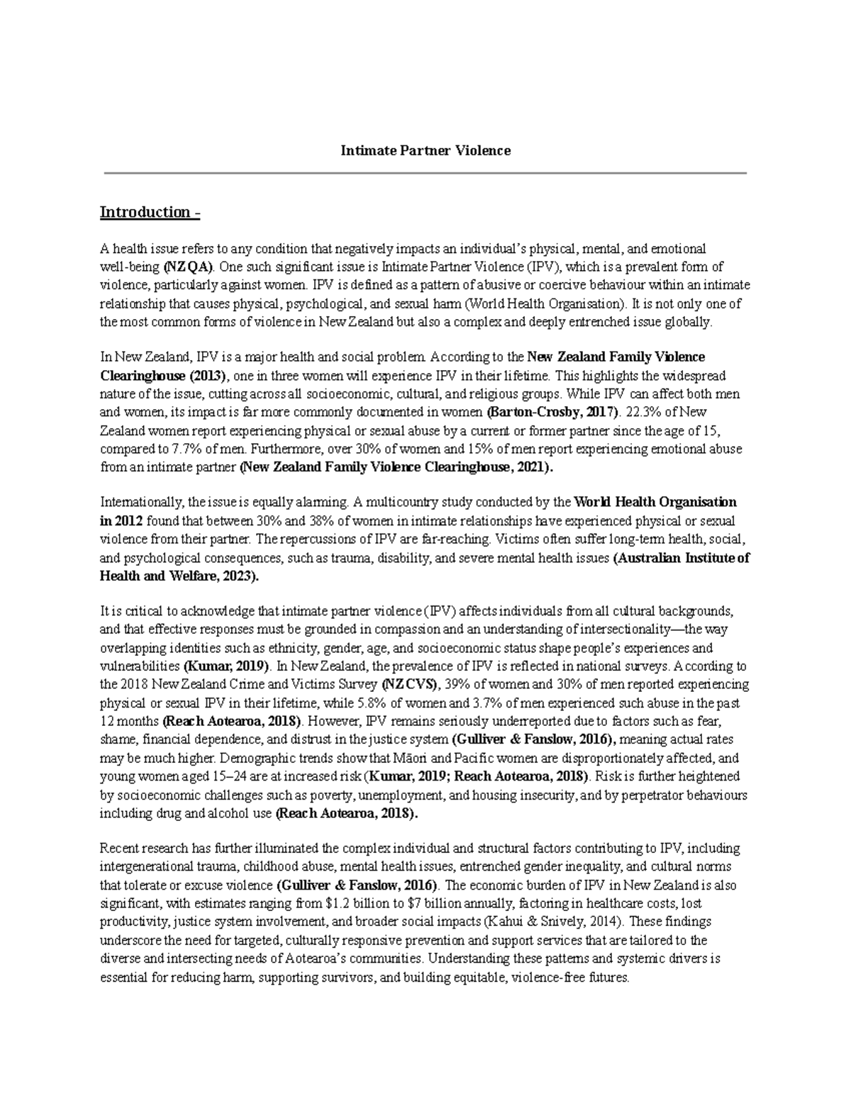 IPV in New Zealand: Understanding Causes, Consequences, and Solutions ...