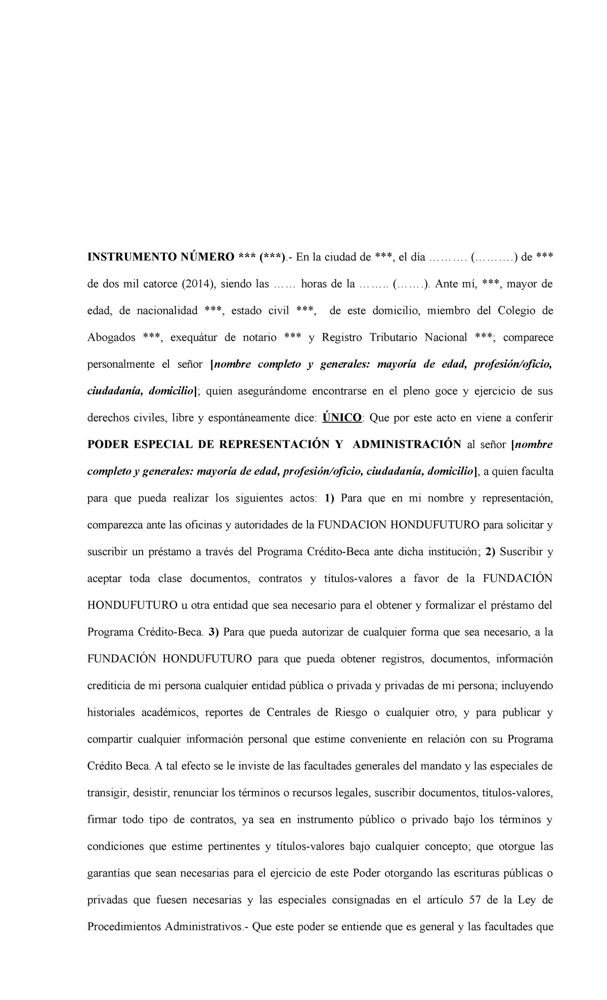 Formato de poder especial de representación y administración - Studocu