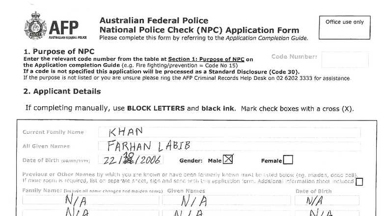 AFP National Police Check (NPC) Application Form Guide - Studocu