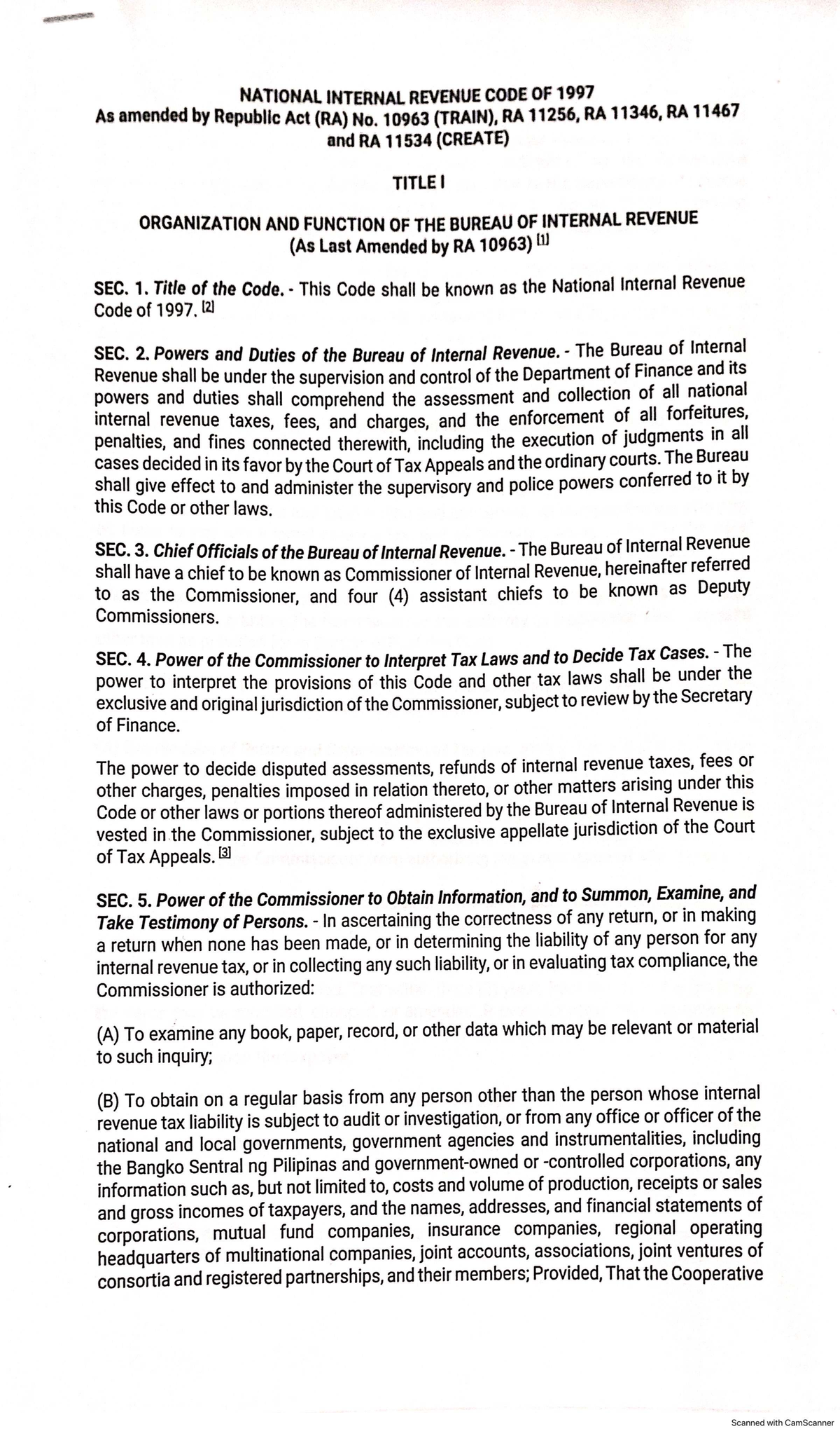 NATIONAL INTERNAL REVENUE CODE OF 1997: TRAIN LAW Overview - Studocu