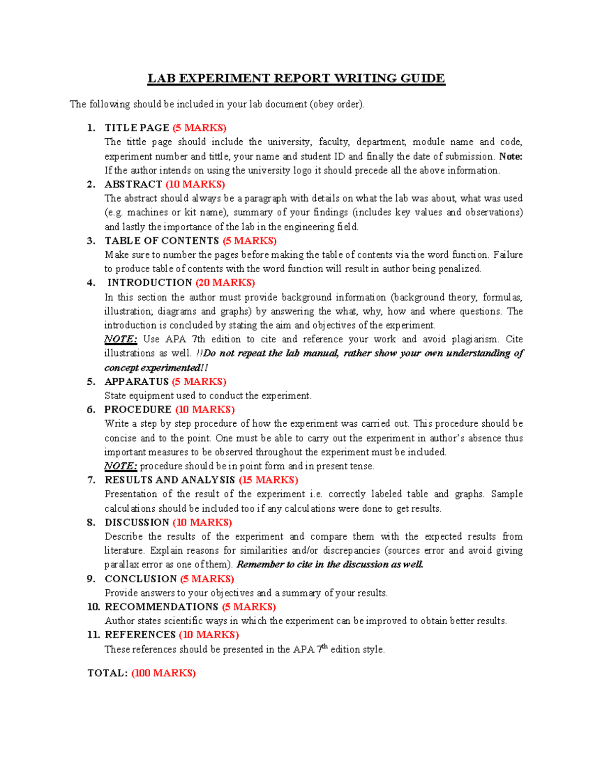 MMB314 Lab Experiment Report Writing Guide - Studocu