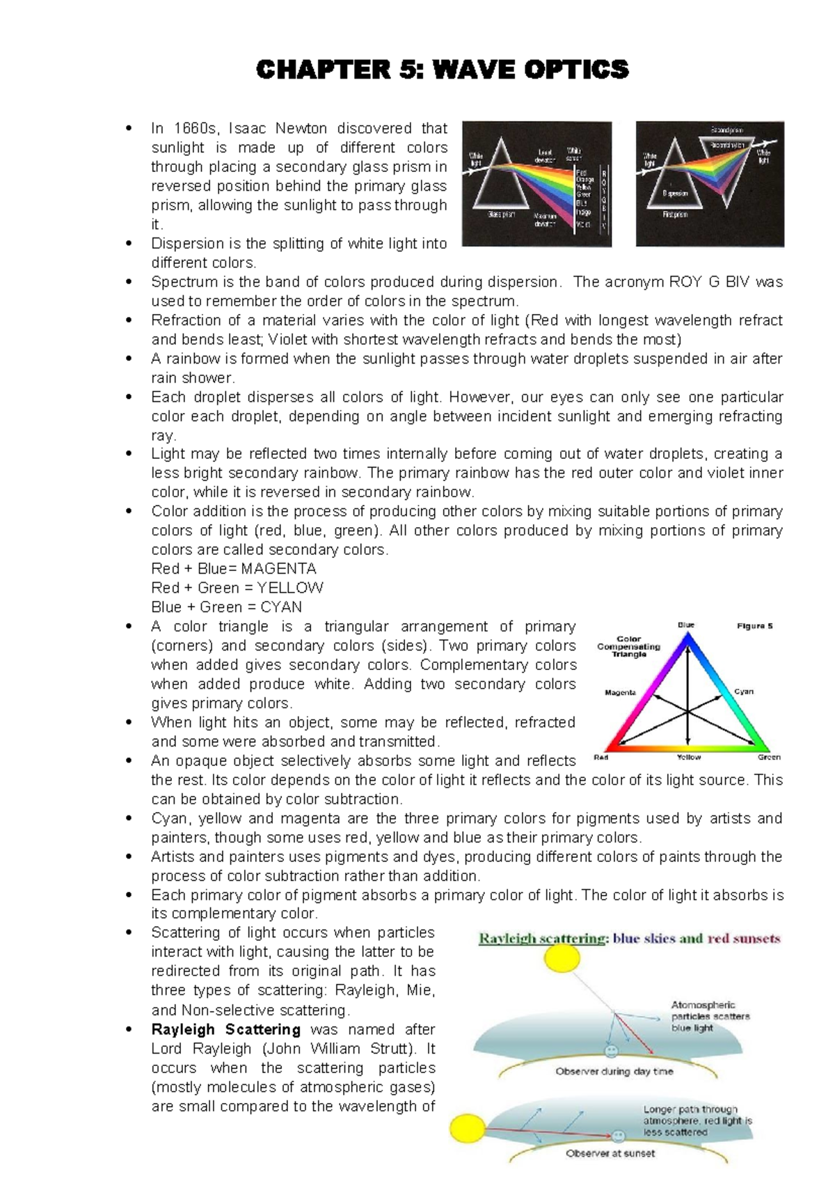 Handout IN Physics - CHAPTER 5: WAVE OPTICS In 1660s, Isaac Newton ...