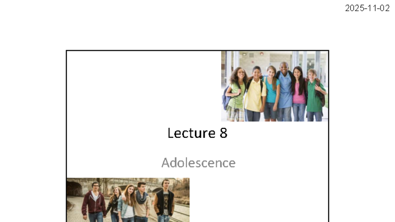 Lecture 8: Adolescence - Puberty and Hormonal Influences - Studocu