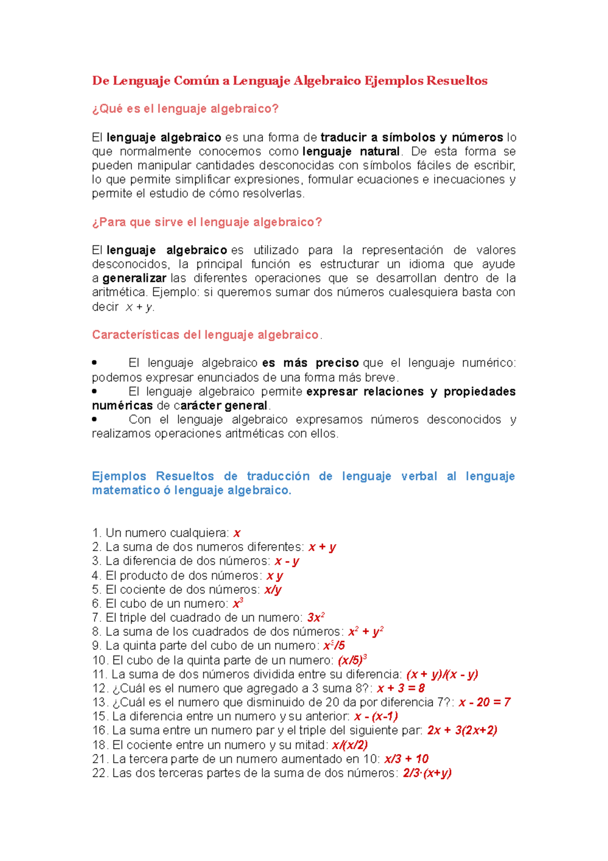 Hojas De Trabajo Para Traducir Problemas De Palabras A Ecuaciones