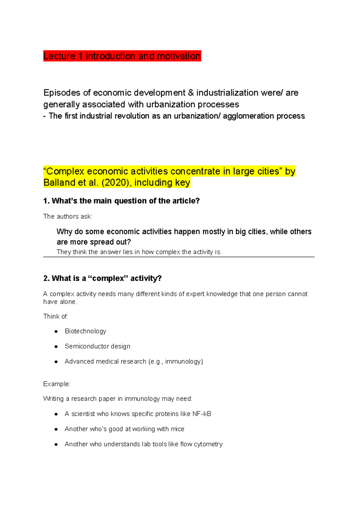 Lecture 1: Introduction to Economic Development and Urbanization (ECO ...