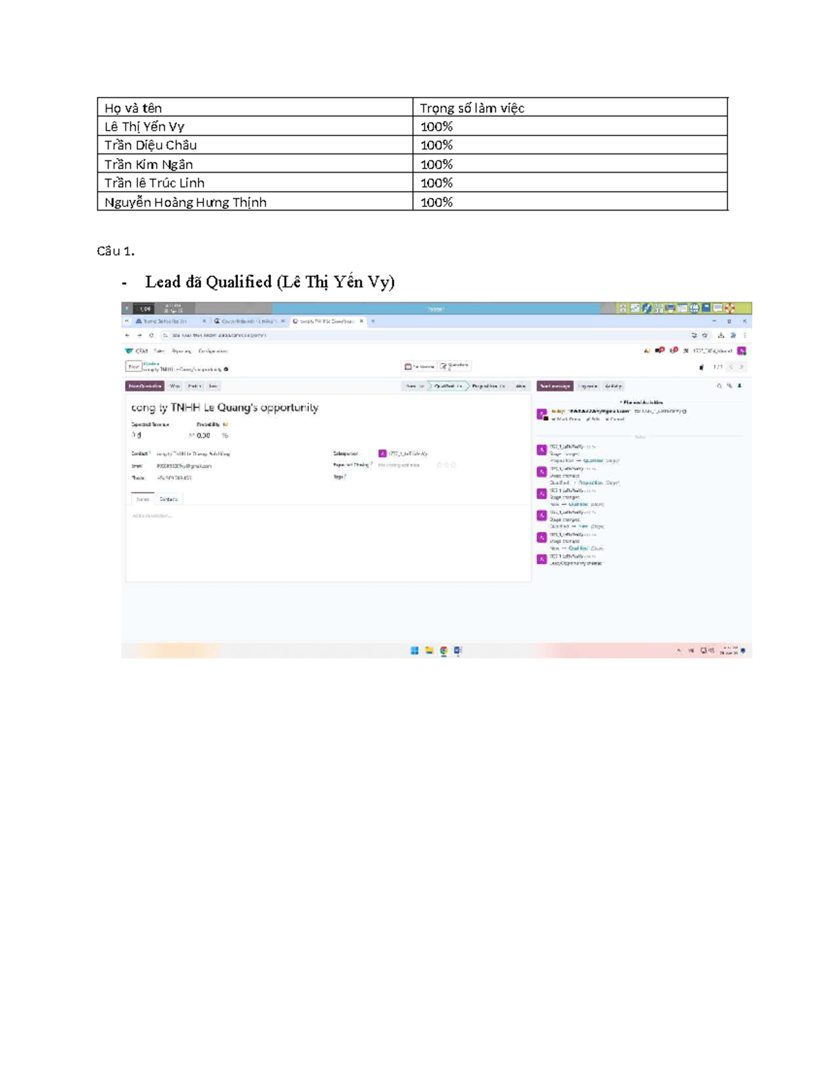 Bài Tập 1 1737 T4Ca4 - Gửi Email và Quản Lý Lead - Studocu